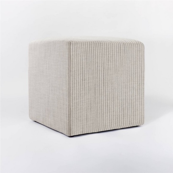 Threshold | Accents | Nwot Lynwood Square Upholstered Cube Tan Stripe ...